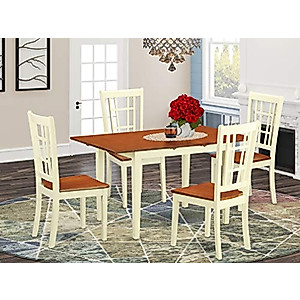 East West Furniture NONI5-WHI-W Dining Set, 5-Piece