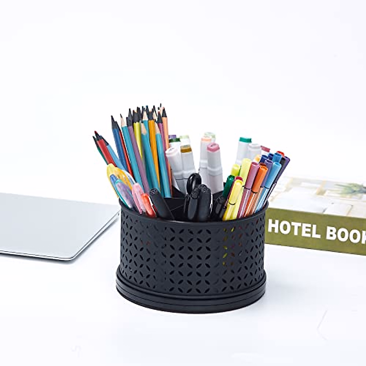SETTFRFE Rotating Pencil Holder for Desk,Supplies Organizer Pen Caddy,6 Compartments Spinning Multi-Functional large Pen Holder for Desk