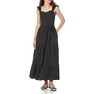 The Drop Women's Tulsi Ruffle Sleeve Eyelet Maxi, Black, M