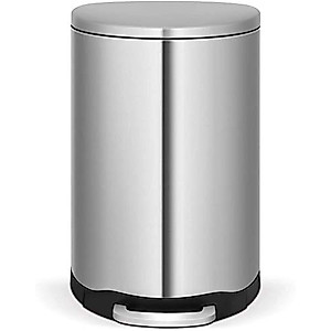 Innovaze 3.2 Gal./12 Liter Stainless Steel Semi-Round Step-on Trash Can for Bathroom and Office