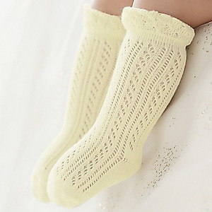 ACTLATI 3 Pairs Baby Girls Boys Knee High Socks Cotton Newborn Knit Stockings for 0-24 Months Infants Toddlers