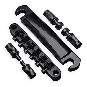 MAXCHEER A Set of String Saddle Tune-O-Matic Bridge & Tailpiece For GB LP Style Electric Guitar (Black)