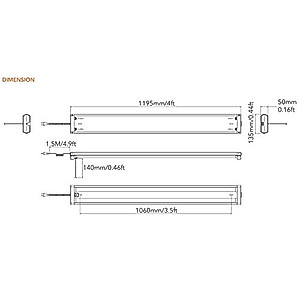 GREENLIGHTDEPOT 4ft LED Shop Light - 36W - Linkable - Pull Chain - (UL)