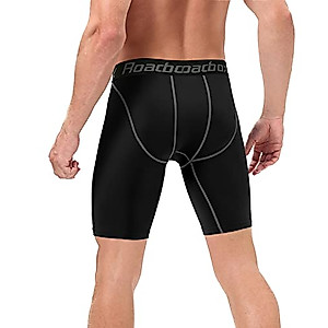 Roadbox Compression Shorts for Men 3 Pack Cool Dry Athletic Workout Underwear Running Gym Spandex Baselayer Boxer Briefs
