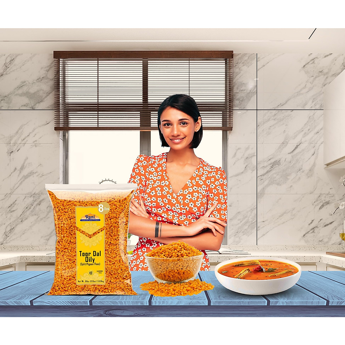 Rani Toor Dal (Split Pigeon Peas) Oily, 128oz (8lbs) 3.63kg Bulk ~ All Natural | Gluten Friendly | NON-GMO | Vegan | Indian Origin