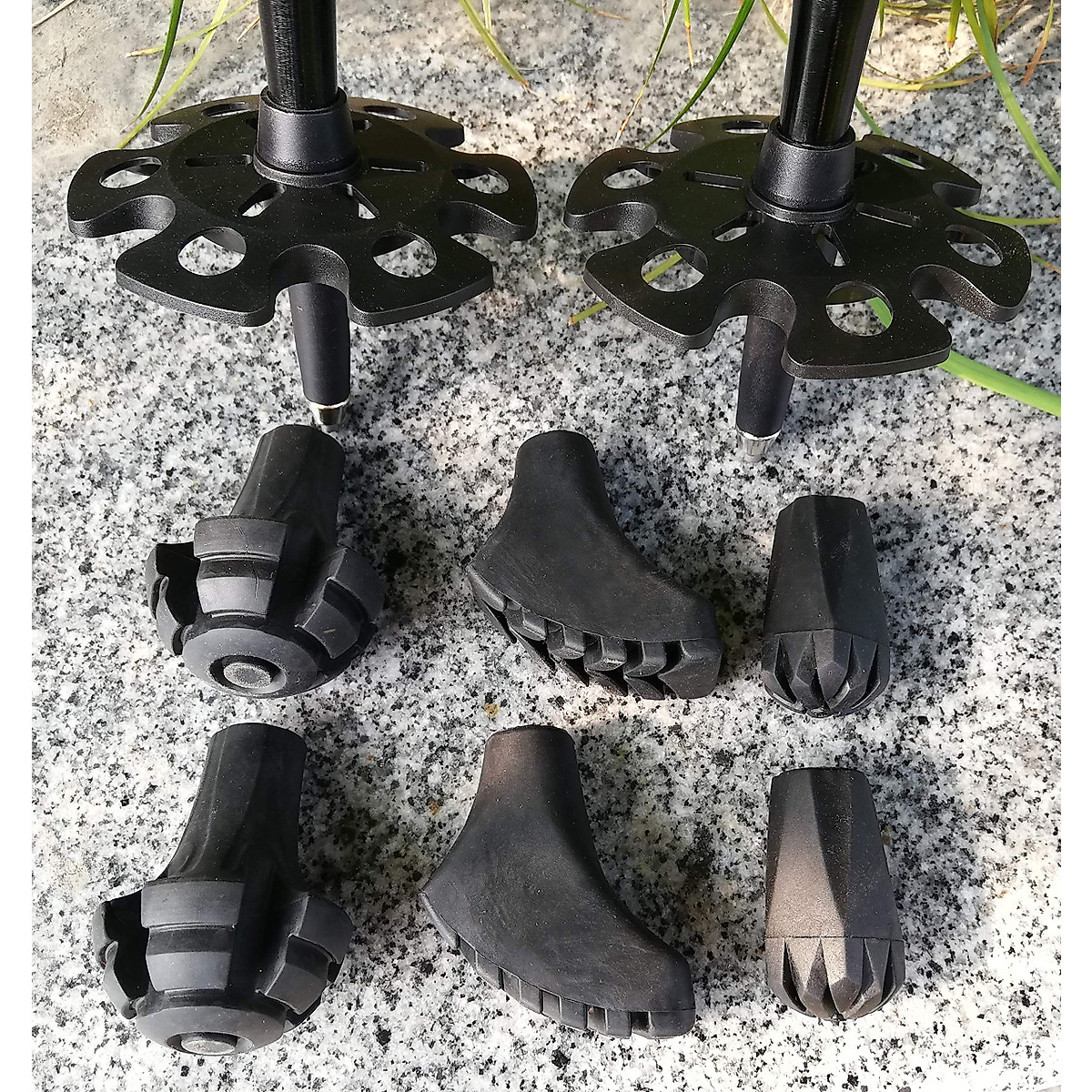 Replacement Rubber Tips Set for Trekking poles-4 Paris Heavy-Duty Durable Feet Paws Tips Snow Baskets for Hiking Poles/Walking Sticks