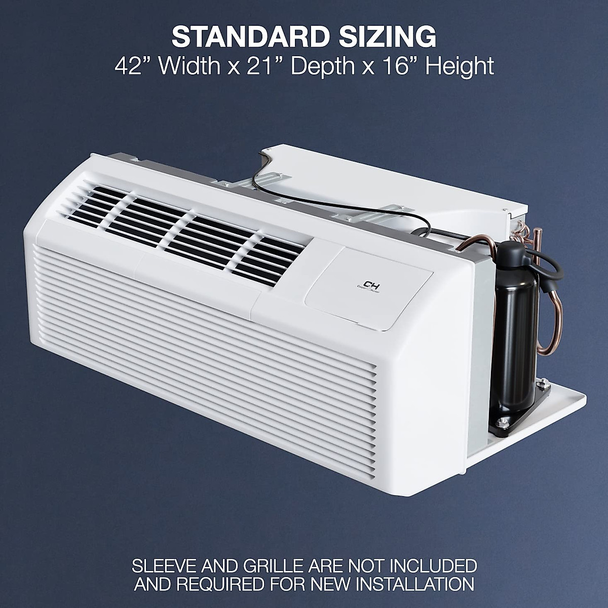 Cooper & Hunter 12,000 BTU PTAC Packaged Terminal Air Conditioner with 3.5 kW Electric Heater and Electric Cord