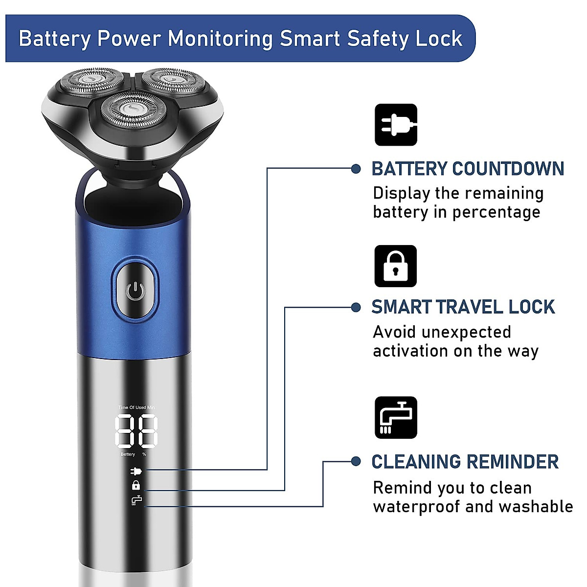 HIENA PRO Electric Shaver for Men, Cordless Rechargeable Rotary Shaver, IPX6 Waterproof Wet & Dry Electric Razor with Led Display