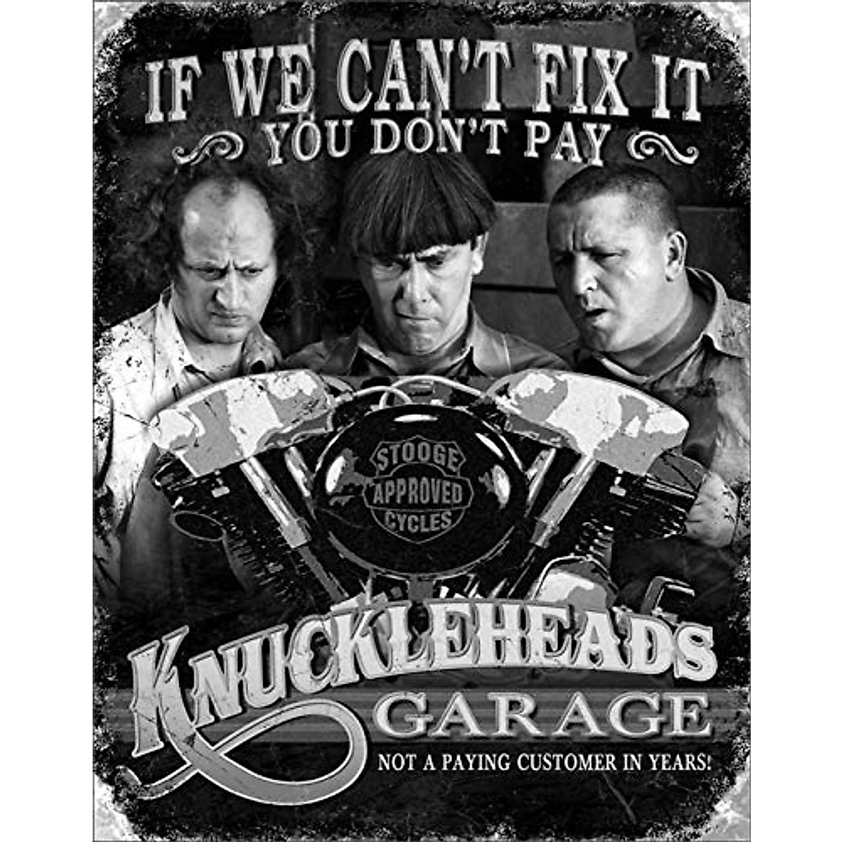 Signs 4 Fun SIG3KG 3 Stooges Knucklehead Metal Tin Sign, Grey
