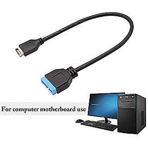 zdyCGTime USB 3.1 Front Panel Header to USB 3.0 20Pin Header Extension Cable for ASUS Motherboard 20cm Black (20p)