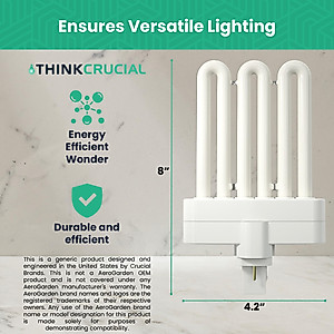 Think Crucial 4X Grow Bulb Compatible with Miracle-GRO AeroGarden B Grow Bulb, Part # 970904-0200,100340 & Models AeroGarden 3,3SL,3 Elite,6,7,Chef in A Box,Chef in A Box Elite (4 Pack)