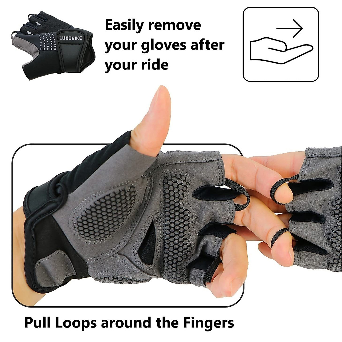LuxoBike Cycling Gloves Mens Road Bike Gloves for Men-[5MM Gel Pad] Specialized Biking Gloves-[Ultra Breathable] Half Finger Road Bike Bicycle Gloves-[Silicone Antislip] for Cycling