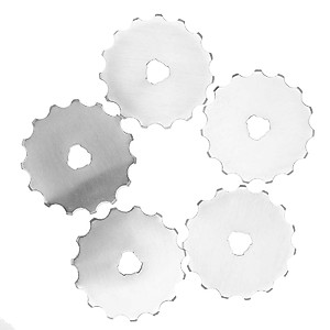 Watris Veiyi 45mm Rotary Cutter Blades, 5PCS Perforating Rotary Replacement Blade, Wide Skip Blade Edging Tool for Crochet Edge Projects, Fleece
