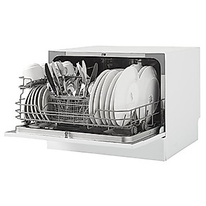 Danby DDW621WDB Countertop Dishwasher with 6 Place Settings, 6 Wash Cycles and Silverware Basket, Energy Star-Rated with Low Water Consumption and Quiet Operation