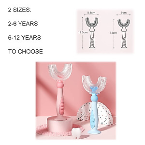 claiol Manual U-Shaped Toothbrushes for Kids 2-12 Years, Upgraded Silicone Toothbrush-Head More Comfortable Toothbrush for Children. (6-12 Years, Blue)