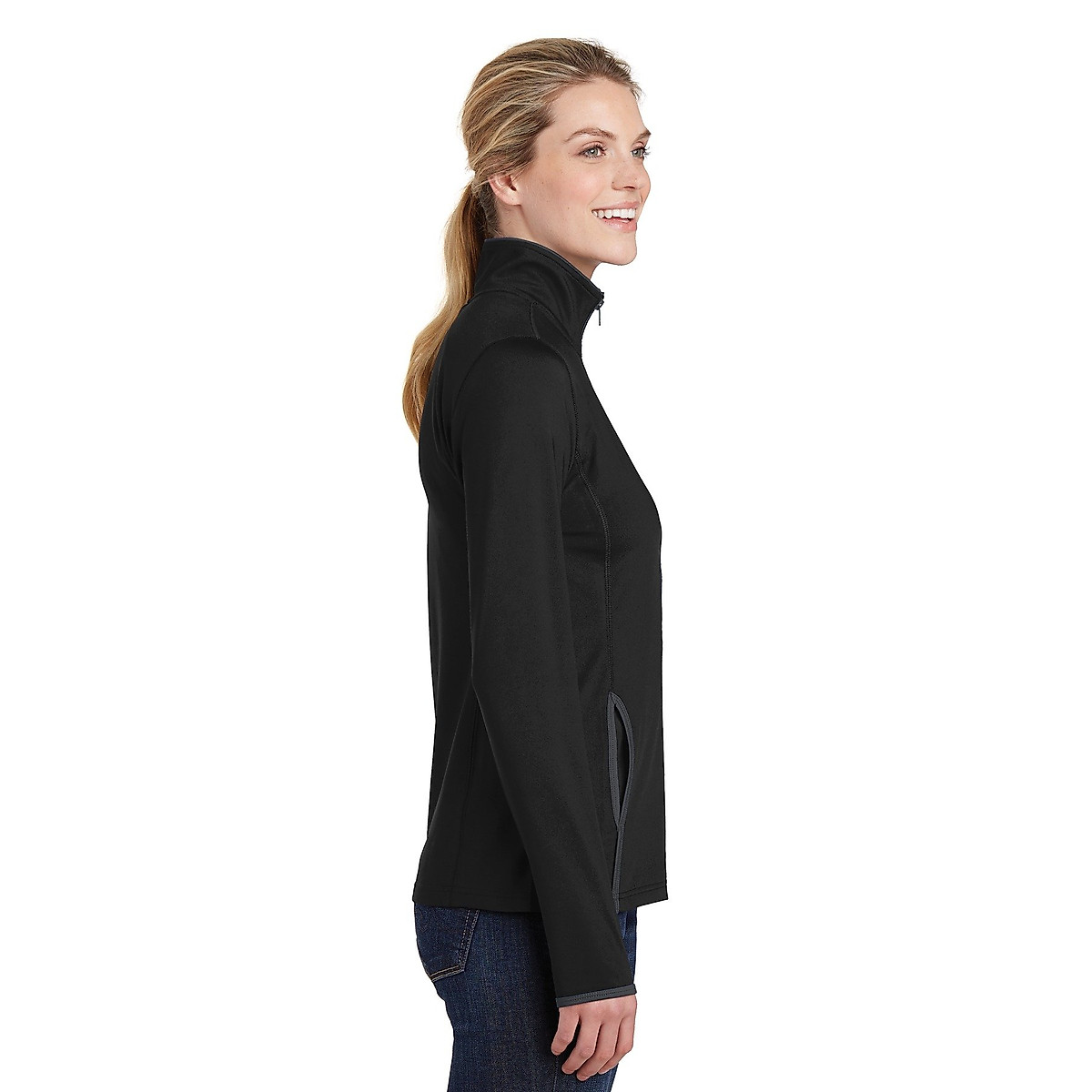 ST Ladies Sport-Wick Stretch Contrast Full-Zip Jacket XXL Black/ Charcoal Grey
