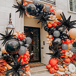 Wrbin 8 Pcs Black Star Balloons, 27/22 inch Explosion Foil Balloons for Birthday, Baby Shower, Wedding, Halloween, Anniversary, Graduation Party Decorations(Black)