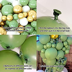 Kbrand Sage Green And Gold Balloons Arch Kit Garland Decor Olive And Gold Balloons Baby Shower Gender Neutral Jungle Neutral Metallic Chrome Confetti, QQL 11