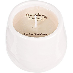 Pavilion Gift Company 77114 Plain Dandelion Always Wished for a Friend Like You White Ceramic Soy Serenity Scented Candle