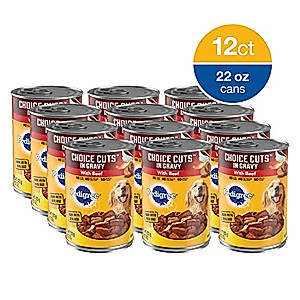 PEDIGREE CHOICE CUTS IN GRAVY Adult Canned Soft Wet Dog Food with Beef, 22 oz. Cans 12 Pack