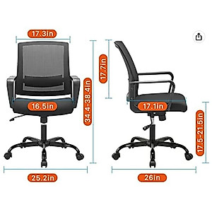 CLATINA Office Chair Mid Back Ergonomic Desk Chairs Rolling Mesh Computer Chair with Executive Lumbar Support and Height Adjustable Design for Home Offic (4 Pack)
