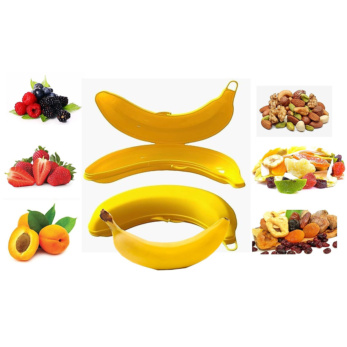 Banana Keeper On The Go Outdoor Travel Case BPA-Free Fruit Protector Saver Portable Banana Holder for Lunch Boxes Cute Carrier Storage Box 2 Pack Yellow (Banana Keeper)