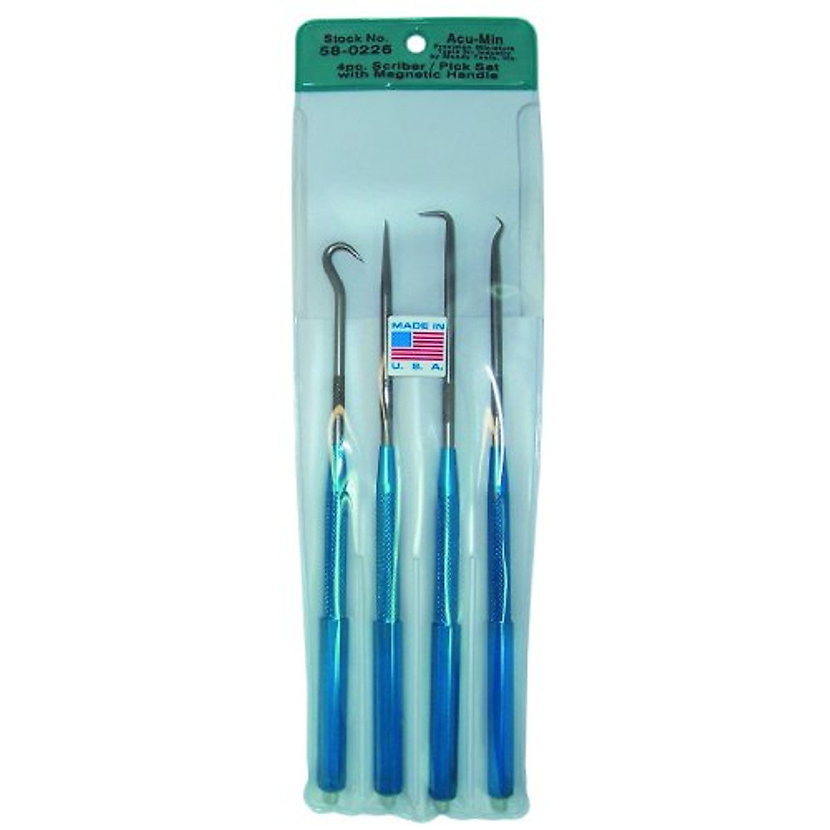 Moody Tools 58-0226 4-Piece Magnetic Handle Scriber Pick Set