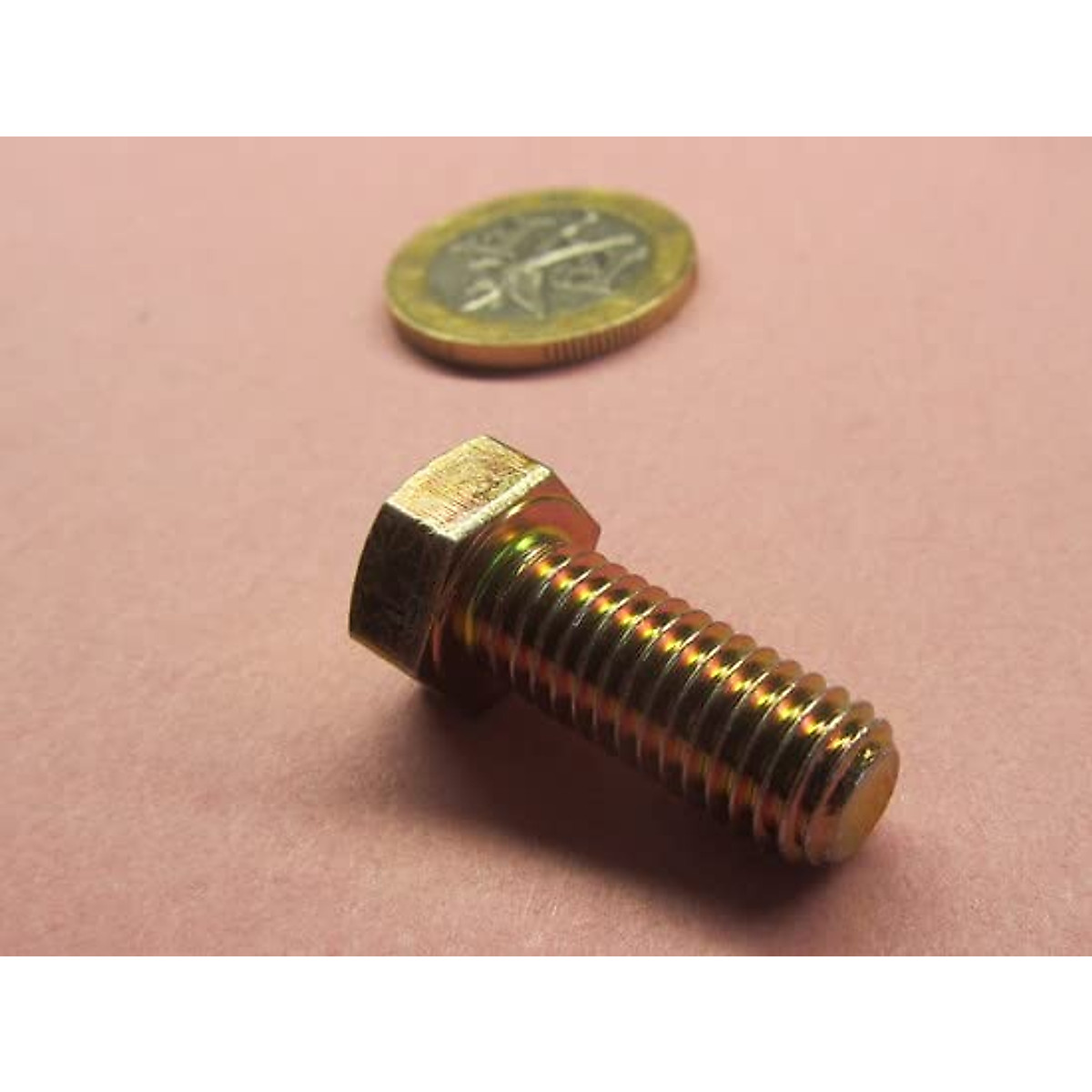 Class 8.8 Yellow Zinc Steel Bolts FT M8 x 1.25 mm x 20 mm Long 10 pcs