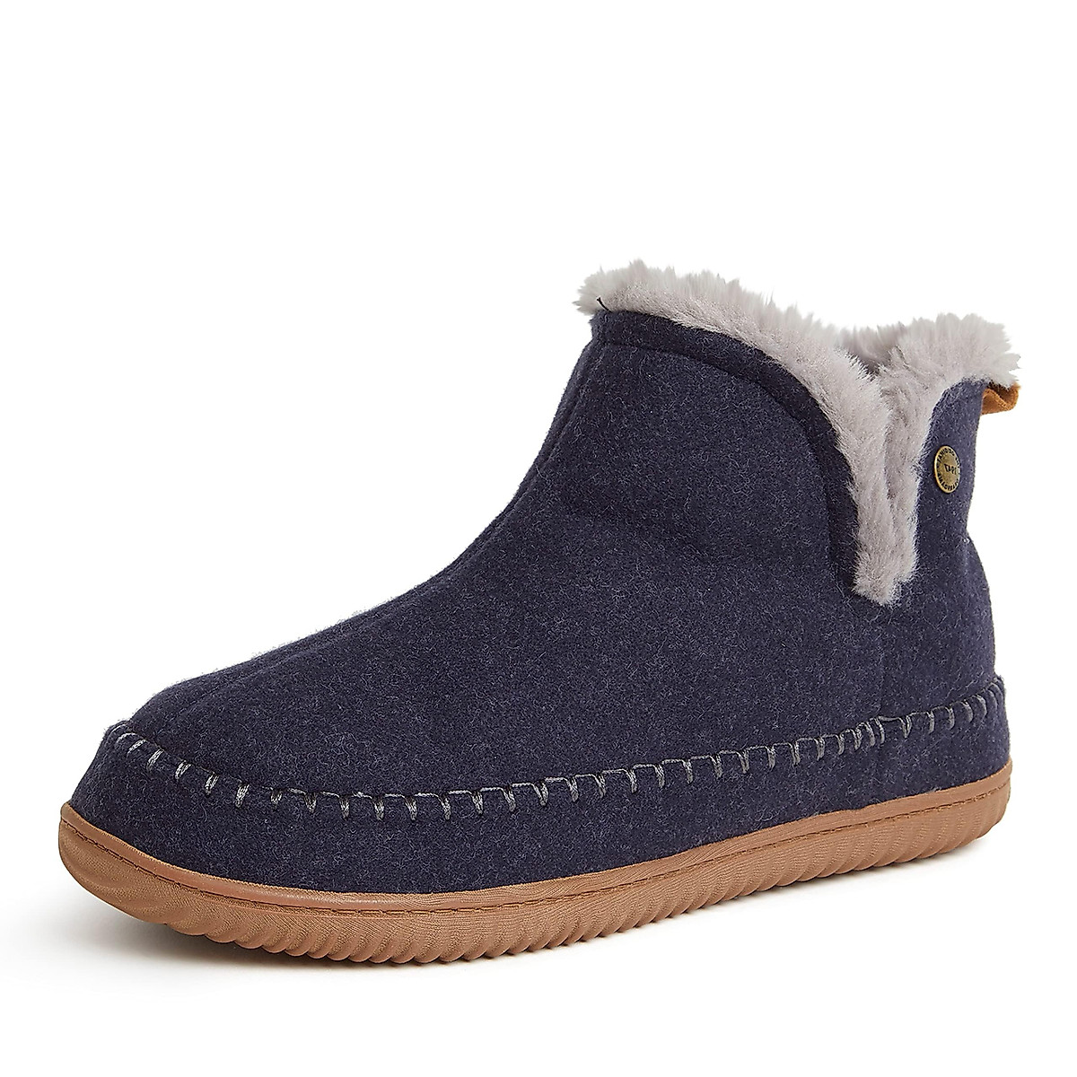 Dearfoams Alpine Men's Brixen Boot Slipper, Navy Heather, Large