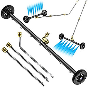 POHIR Undercarriage Pressure Washer Attachment Pro Max 24", Surface Cleaner Water Broom with 3pcs Extension Wand and Quick Connect Pivot Coupler 4000psi, 2 in 1 Underbody Car Washer