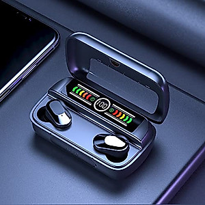 Kadlawus Wireless Bluetooth Headset - Mini Small Earplug Type Built-in 800mAh Large Power Headphones, Color LED Display Intelligent Digital Sports Headset