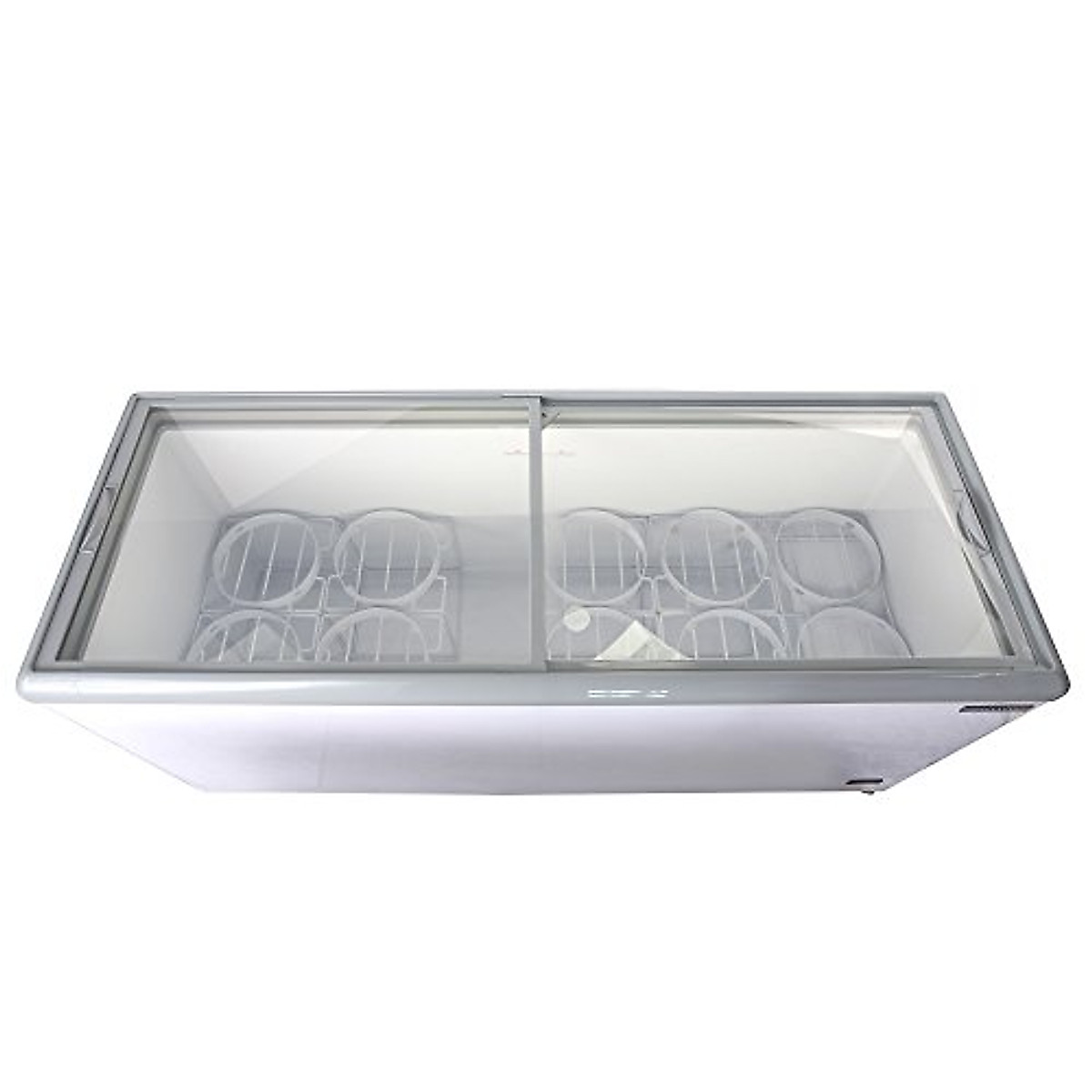 Maxx Cold MXF71F Sliding Glass Top Mobile Ice Cream Display Freezer Equipped with 5 Baskets, White