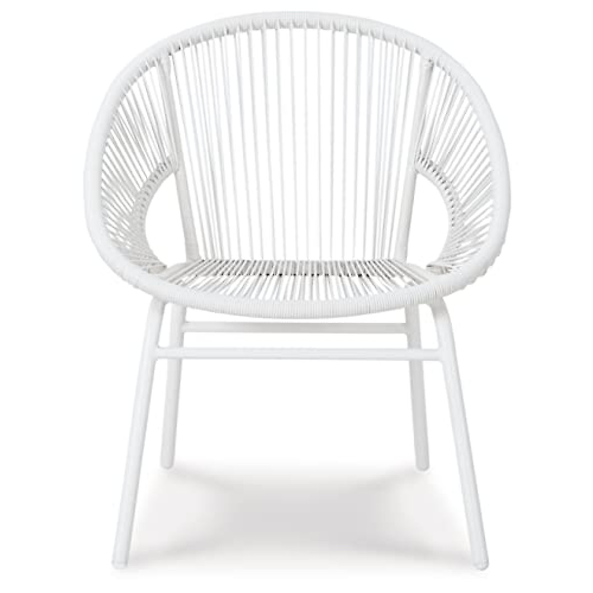 Signature Design by Ashley Mandarin Cape Casual All-weather Resin Wicker Outdoor Chairs with Table Set, Set of 3, White