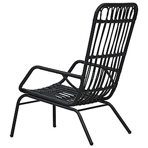 vidaXL Poly Rattan Black Patio Chair - Weather-Resistant Outdoor Seating Furniture with Powder-Coated Steel Frame - Easy to Assemble