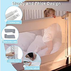 Letmudla Bed Rail for Toddlers,78.7'' Sturdy Toddler Bed Rail,Seamless Bed Rail, Baby Bed Rail Guard with Double Safety Lock,Bed Guard for Twin Double Full Size Queen & King Bed (Pack of 1)
