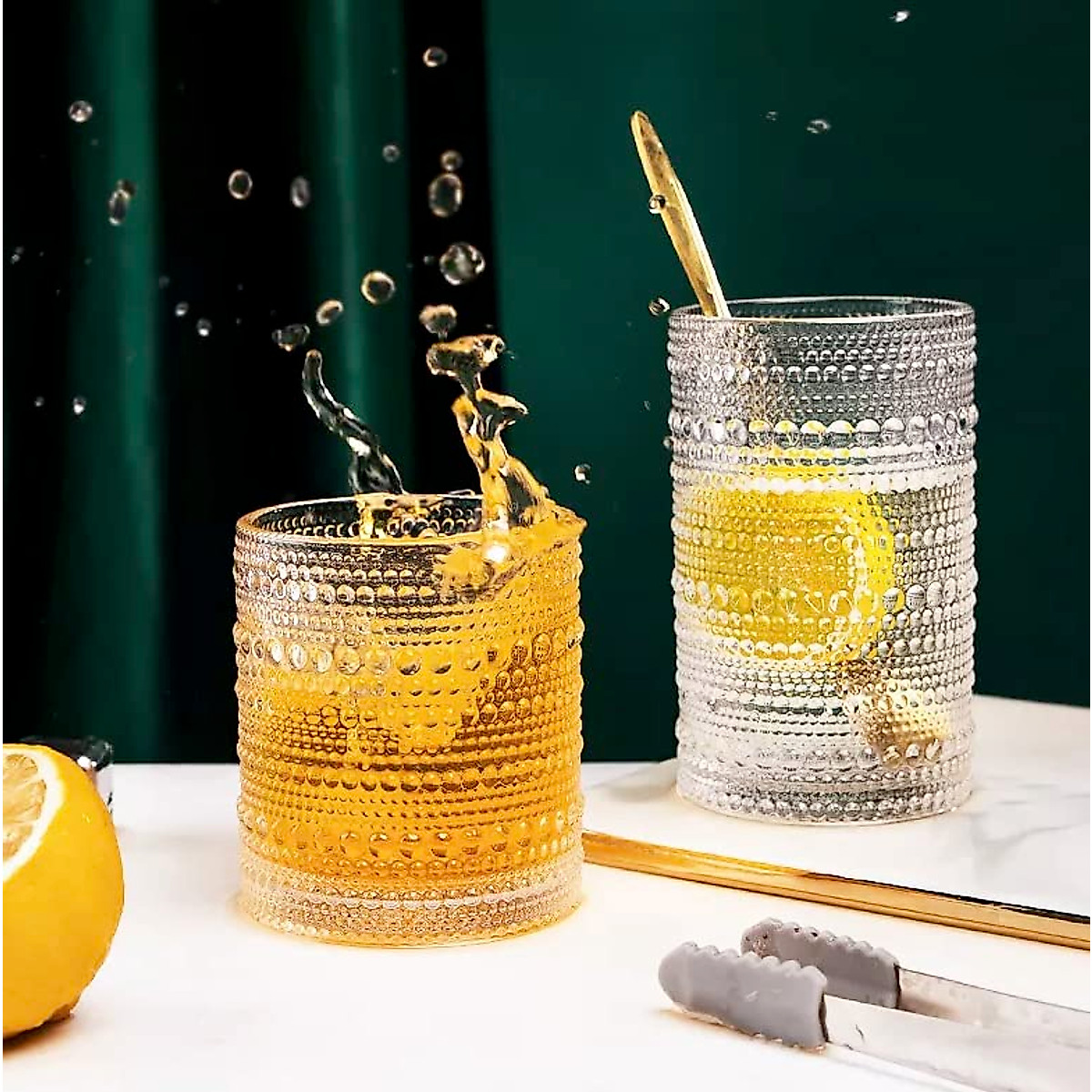 8-Piece Vintage Glassware Drinking Glasses Set with Old Fashioned Glass for Water, Beer, Soda, and Beverages, Dishwasher Safe, Small and Large