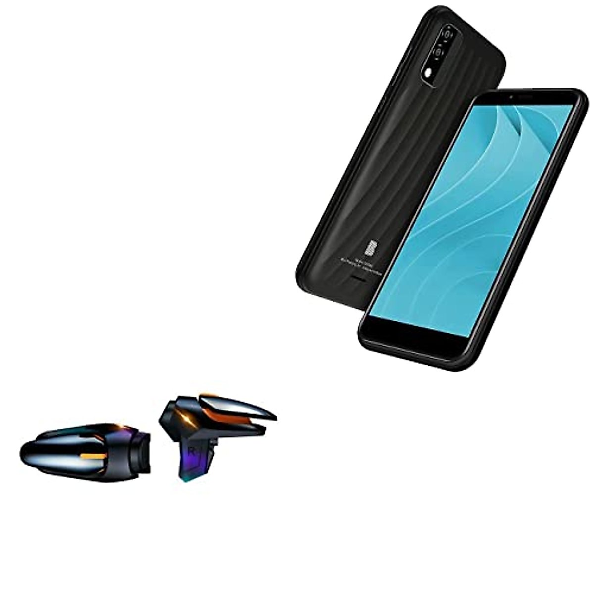 BoxWave Gaming Gear Compatible with BLU C5 Max (Gaming Gear by BoxWave) - Touchscreen QuickTrigger Auto, Trigger Buttons Autofire Gaming Mobile FPS for BLU C5 Max - Jet Black