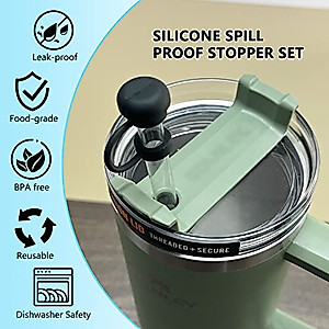 Silicone Spill Proof Stopper Set,Compatible with Stanley 30&40 Oz Tumbler 1.0,6 pack Stanley Cup Accessories, Spill Stopper for Stanley Cups Accessories (Black 6Pack)