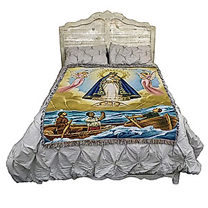 Pure Country Weavers Our Lady of Charity - Nuestra Senora de la Caridad del Cobre - Patroness of Cuba - Catholic Religious Gift Tapestry Throw Woven from Cotton - Made in The USA (72x54)
