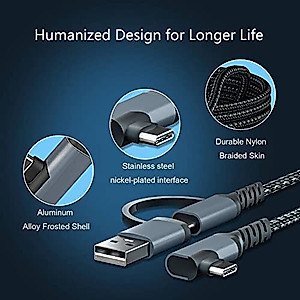 Link Cable 20ft Braided USB C to USB C/A 2 in 1 Type C Cable USB 3.2 Gen1 High Speed Data Transfer & Fast Charging Cable for Quest 2 and Oculus Quest Headset to Gaming PC