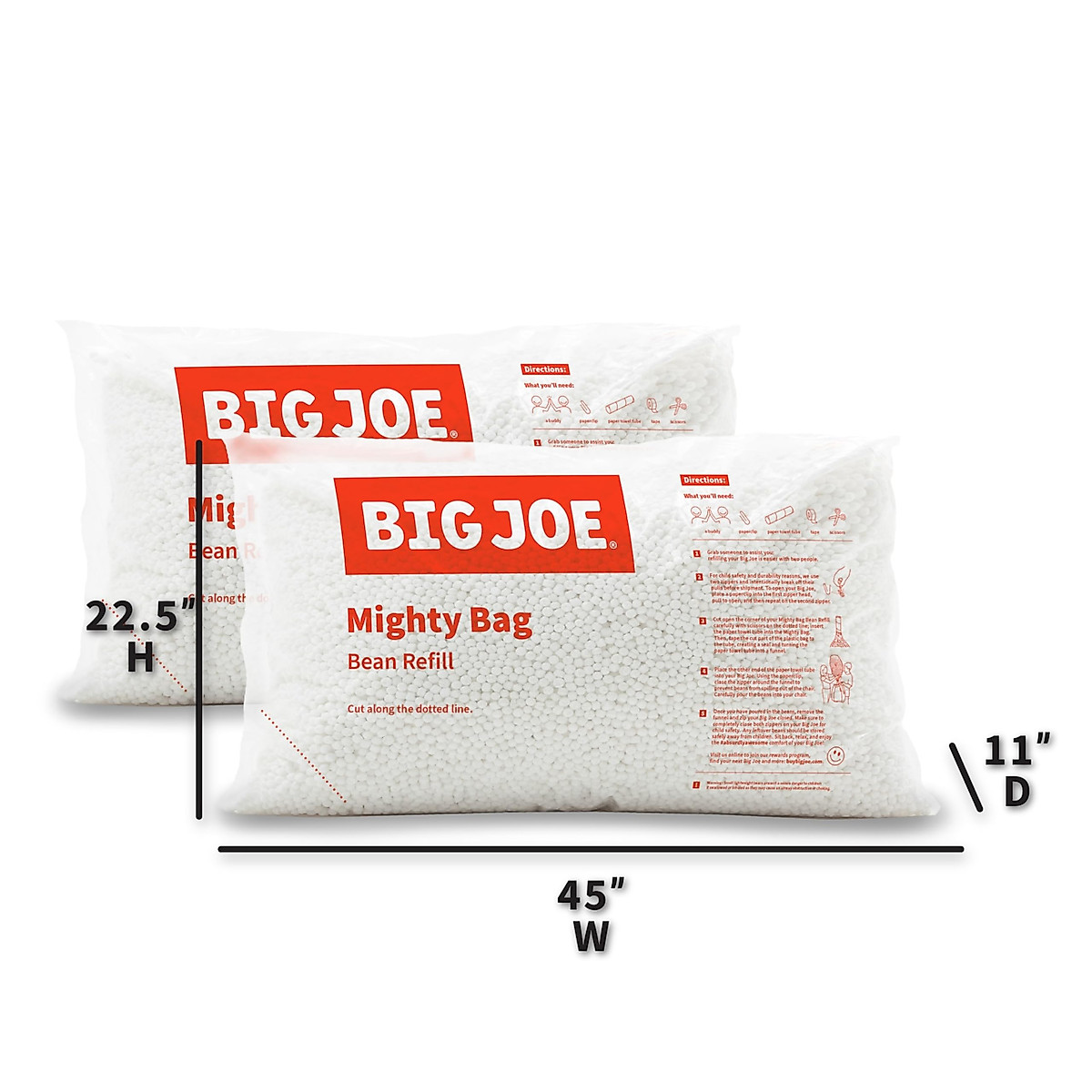 Big Joe Bean Refill 2Pk Polystyrene Beans for Bean Bags or Crafts, 100 Liters per Bag