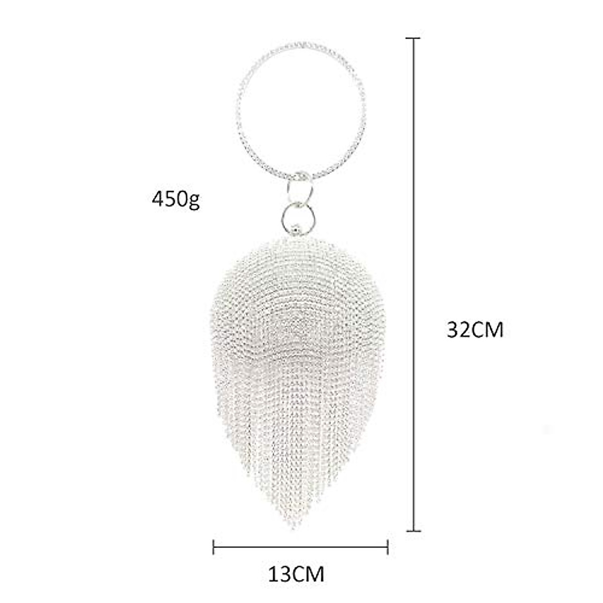 LUI SUI Women Round Ball Dazzling Crystal Evening Handbags Rhinestone Tassel Handle Purse Bags Wedding Shoulder Handbags