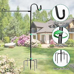Jantens Garden Flag Holder Stand & Shepherds Hook, 36 Inch Garden Flag Pole with Anti-Wind Clip for Flag, Solar Lights, Wreath, and Decorations
