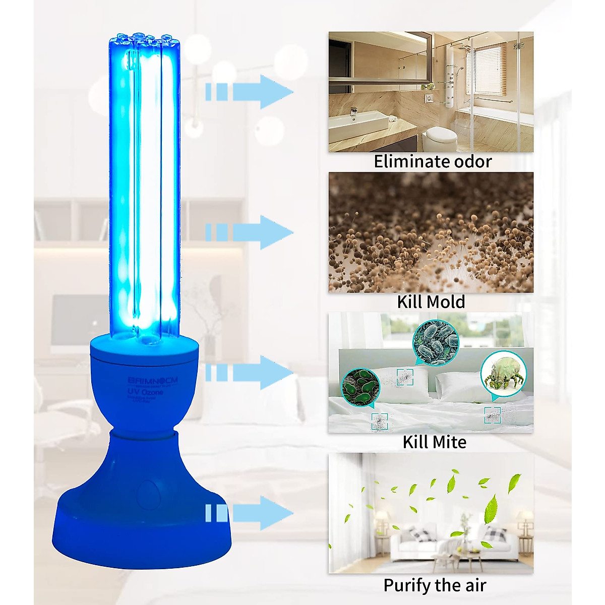 BAIMNOCM Total 50 Watt UV Light, UVC Lamp with E26 Base and Remote Control, UV Light Bulb for Basement/Bedroom/Kitchen 2 Count 25W