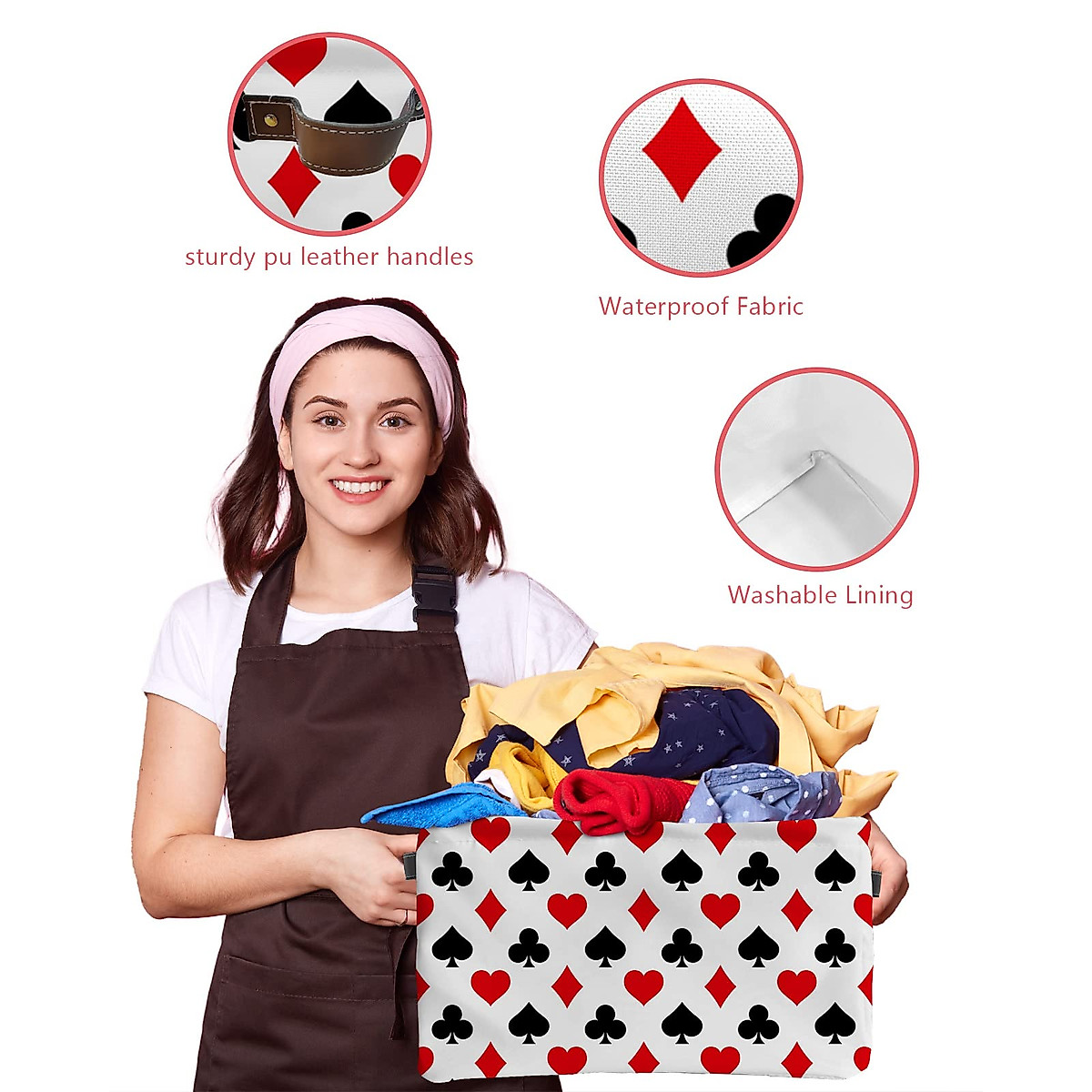 Storage Basket Poker Game Themed Large Foldable Storage Bins with Handles Las Vegas Theme Casino Waterproof Laundry Baskets for Organizing Clothes Shelves Closet Toy Gifts Bedroom Nursery 1 Pack