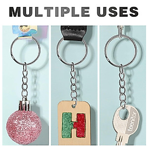 Teenitor Metal Split Keychain Ring Parts for Arts and Craft- 60 Key Chains 25mm with 26mm chains and 60pcs Open Jump Ring for Craft Key Ring