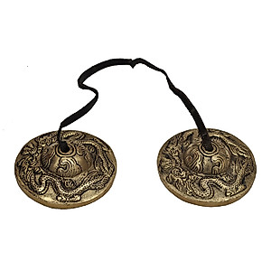 Dharma Store - Tibetan Yoga Meditation Cymbals Bell - Dragon Embossed