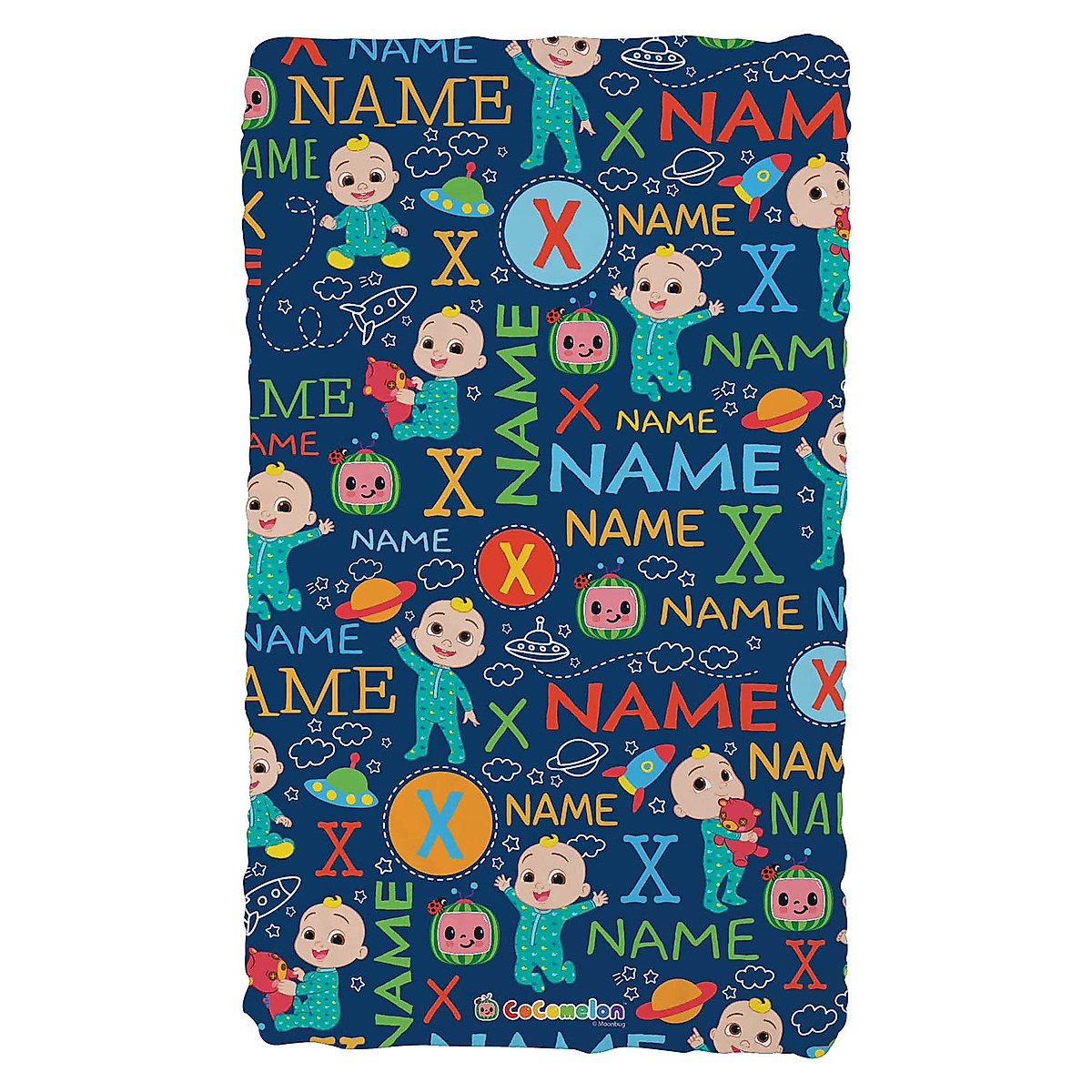 CoComelon Personalized Fuzzy Blanket with Custom Initial and Name Printed | Soft Blanket for Kids Bedroom or Play Area | 33.5" x 55.5" | Official Licensed Product