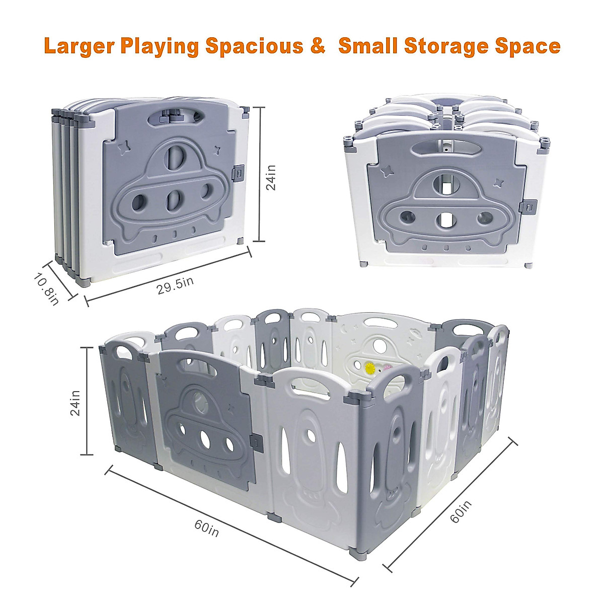 Gupamiga Foldable Baby playpen Baby Folding Play Pen Kids Activity Centre Safety Play Yard Home Indoor Outdoor New Pen 12+2 Panels Toddler Slide Big Game Climbing Slide Toy Set