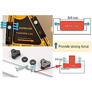 SWMIUSK True-Flex Featherboard Saftly Table Saw Push Block,Pack of 2 Table Fence for Woodworking T-slots Miter Slots on Tablesaws,Router Tables and Band saws(Yellow)